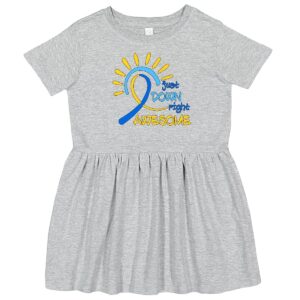 inktastic just down right awesome down syndrome awareness ribbon toddler dress 3t heather grey 40c9d