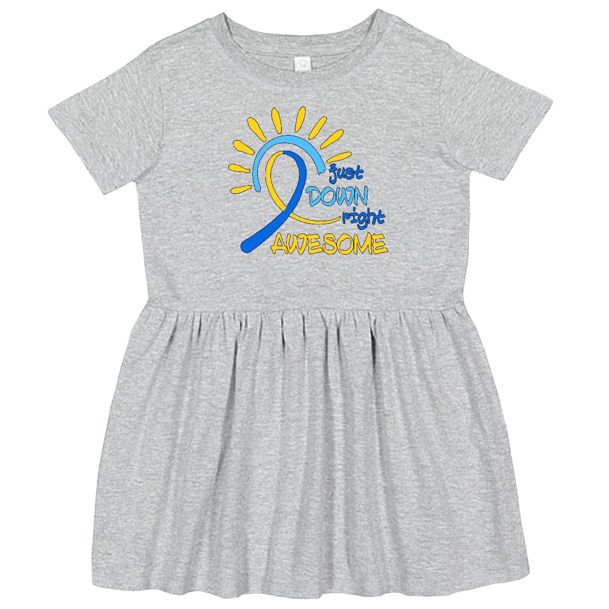 inktastic Just Down Right Awesome Down Syndrome Awareness Ribbon Toddler Dress 3T Heather Grey 40c9d