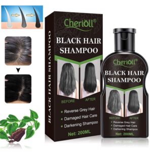 black hair shampoo, hair dye shampoo, hair darkening shampoo, reverse grey hair shampoo, hair growth shampoo, black hair color shampoo for women men cover gray white hair, restore lustrous and shiny hair