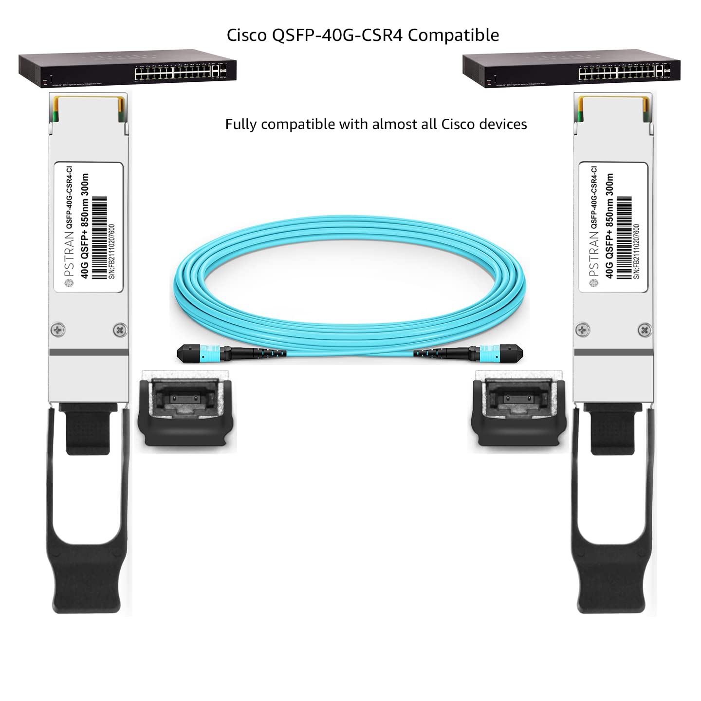 OPSTRAN 40GBASE-CSR4 QSFP+ Optical Transceiver Module Compatible with Cisco QSFP-40G-CSR4 Meraki MA-QSFP-40G-CSR4 40G QSFP+ CSR4 850nm 400m DDM MTP/MPO-12 MMF