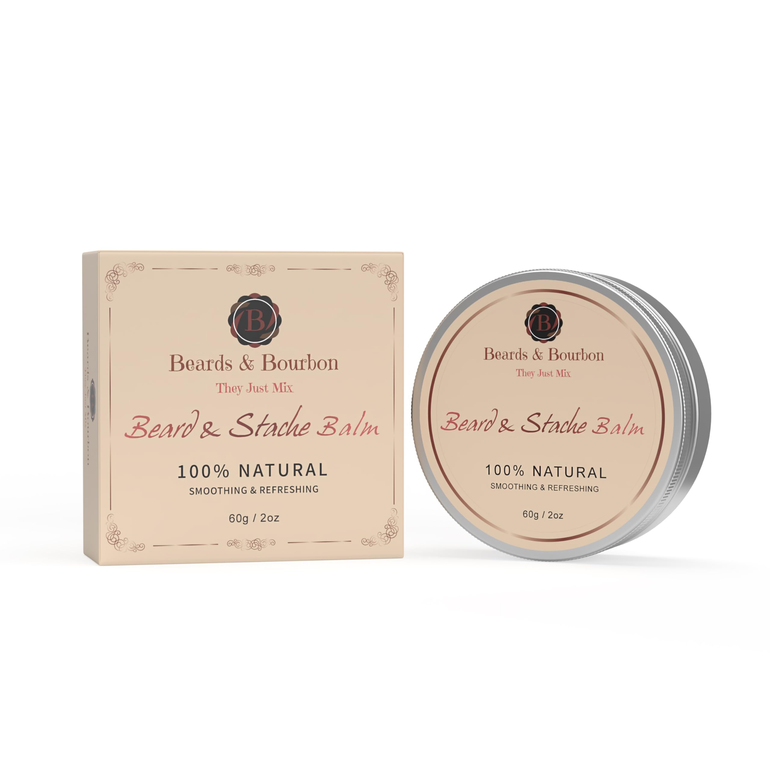 BABY HAIR Beards & Bourbon's Beard Balm, Mustache Balm - Infused Mango Butter, Sweet Orange Oil, Grapeseed & Jojoba Oil for Ultimate Conditioning, for the Perfectly Groomed Beard 2oz