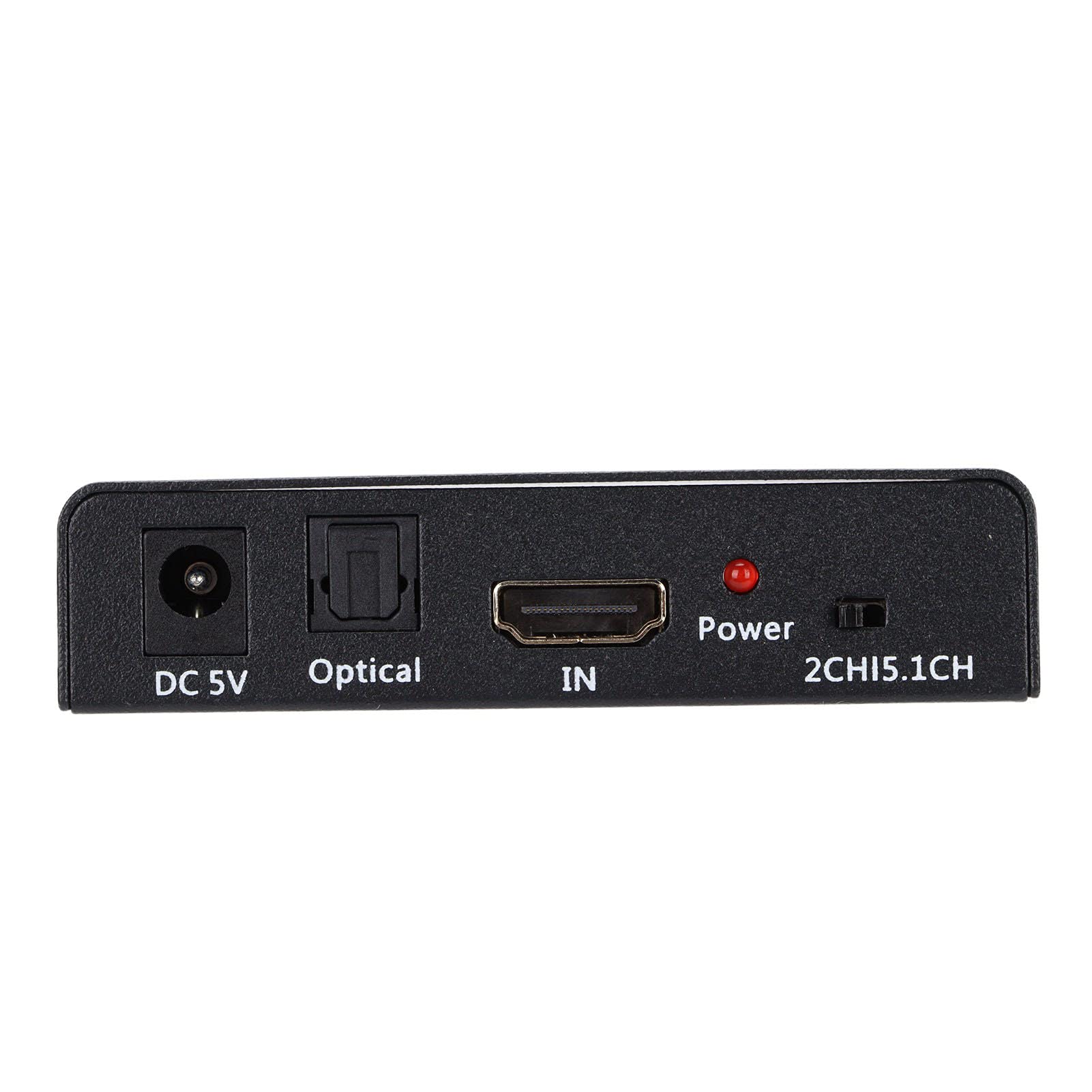 4K HD Multimedia Interface Splitter, Easy to Install DAC Chip Black Iron Box Audio Converter 5.1CH/2CH with Status Indicator Lamp for HDTV