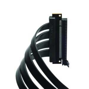 Phanteks (PH-CBRS4.0_FL15) 150mm Flat Line PCI-E gen4.0 x16 Rise Cable, 90 Degree Adapter, Black