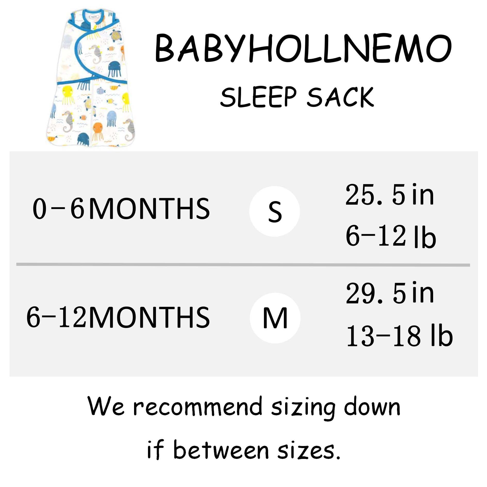 babyhollnemo Baby Swaddle Blanket Easy Adjustable Infant swaddles Sleep Sack 100% Cotton (Jellyfish, Small)