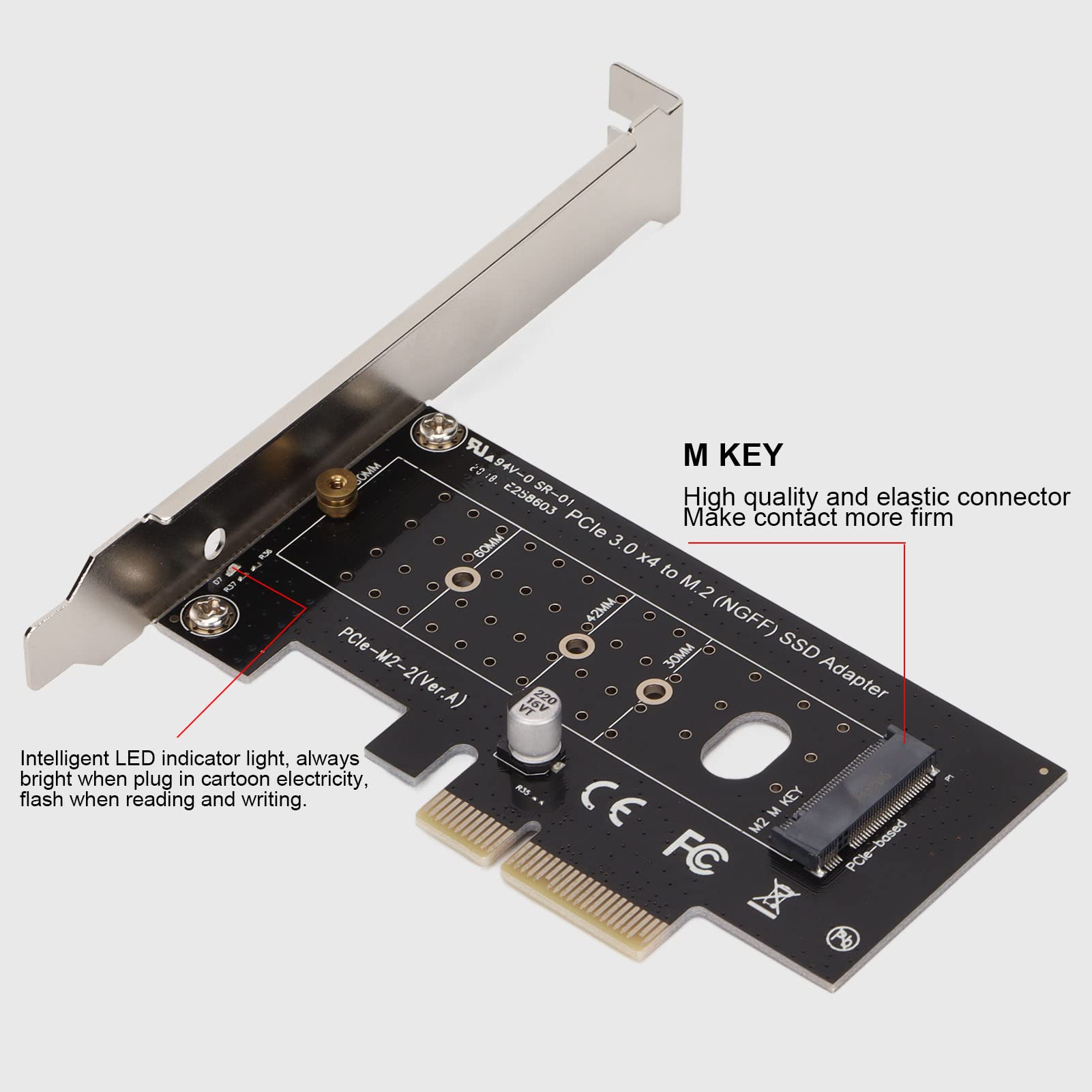 M.2 NVME SSD to PCIE 3.0, Sturdy Durable Wide Compatibility High Speed Expansion Card Fast Heat Dissipation for Computer for Mainboard(X4)