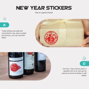 1 Roll Chinese New Year Stickers Lucky Chinese Fu Character Seal Stickers Adhesive Label Spring Festival Party Favor for DIY Crafts Card Envelope Red