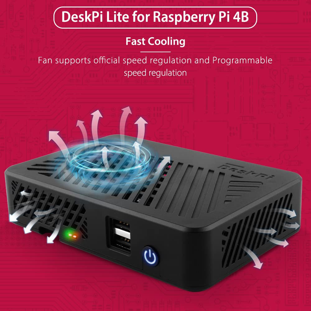 GeeekPi Raspberry Pi 4 4GB Kit - 64GB Edition, DeskPi Lite Raspberry Pi 4 Case with Power Button/Heatsink/PWM Fan, Raspberry Pi 4 Power Supply for Raspberry Pi 4B