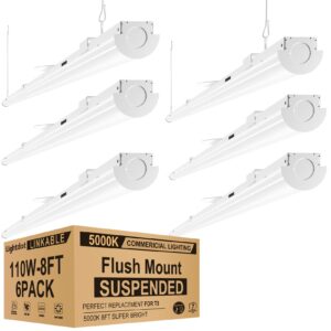 bulbeats 8ft led shop lights, suspend or flush mount 8' led shop light fixtures, 110w 14500lm[eqv. to 440w hps/wh] 5000k commercial shop lights fixtures for workshop/garage/office/warehouse