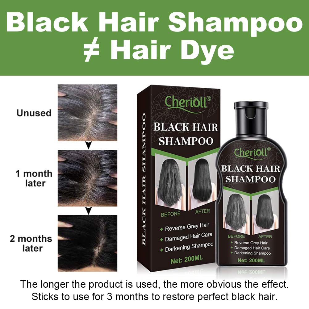 Black Hair Shampoo, Hair Dye Shampoo, Hair Darkening Shampoo, Reverse Grey Hair Shampoo, Hair Growth Shampoo, Black Hair Color Shampoo for Women Men Cover Gray White Hair, Restore Lustrous and Shiny Hair