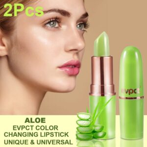 BINGBRUSH Color Changing Lipstick Queen,PH Mood Long Lasting Lip Gloss Korean Lip Balm Tinted Magic Makeup Moisturize Lipstick Set (2pcs Aloe, 2 Count (Pack of 1))