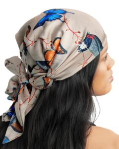 kitsch elastic hair bandanas for women - stylish satin hair scarf headband | versatile hair accessories | holiday gift for trendy hair styling - retro butterfly