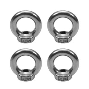 bettomshin lifting eye nut m8 female thread 304 stainless steel round shape for rope fitting silver tone 4pcs