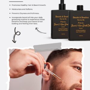 Beards & Bourbon's Luxurious Beard and Hair Growth Oil - Infused with Ginger, Lavender, Peppermint, Tea Tree, and Rosemary Oils for Stimulating Growth in a 1.6 oz Powerhouse!