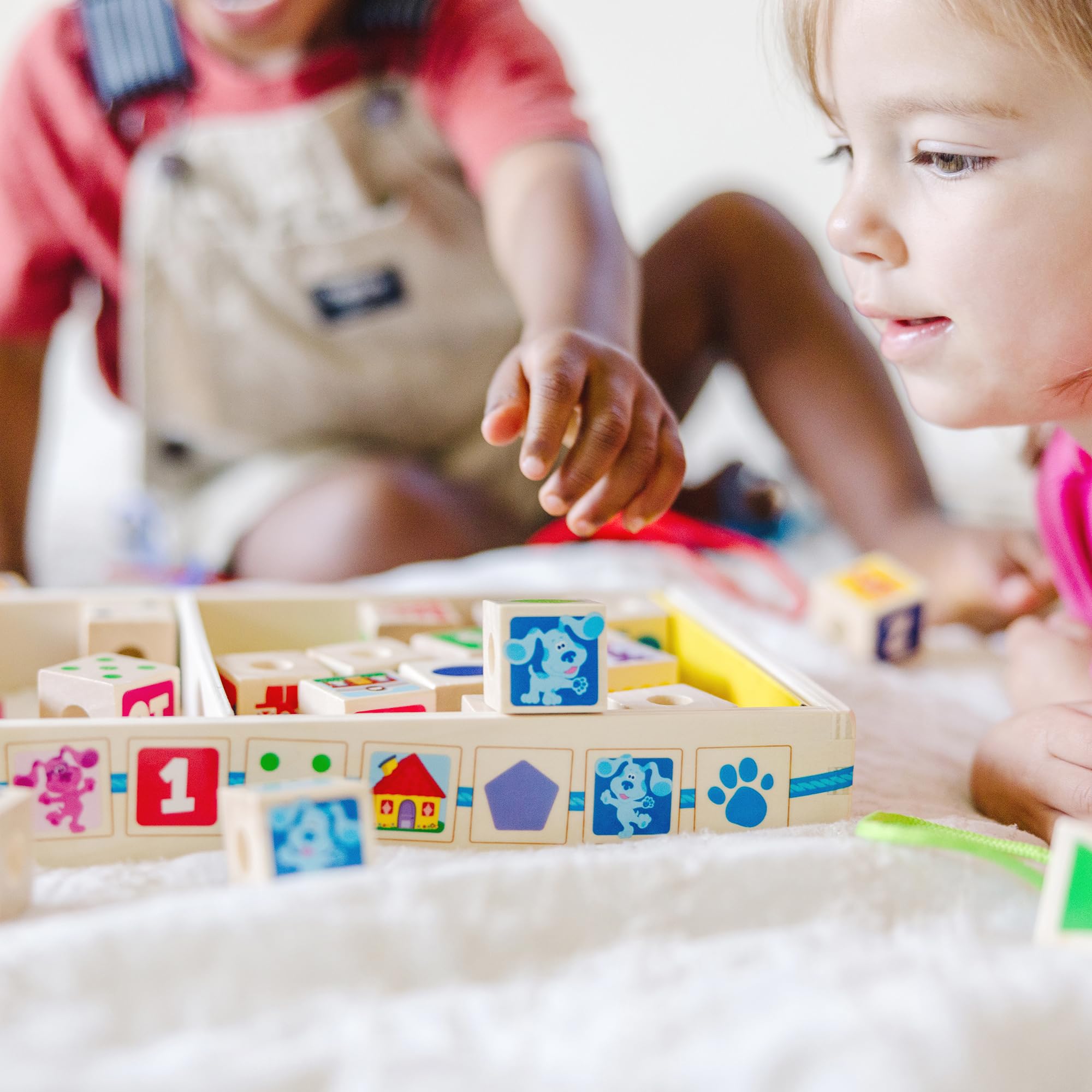 Melissa & Doug Blue’s Clues & You! Wooden Lacing Beads - 25 Beads, 4 Cords - FSC Certified