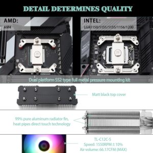 Thermalright AssassinX120 SE ARGB CPU Air Cooler, AX120 SE ARGB, 4 Heat Pipes, TL-C12C-S PWM Quiet Fan CPU Cooler with S-FDB Bearing, for AMD AM4/AM5/Intel 1700/1150/1151/1200, LGA1700