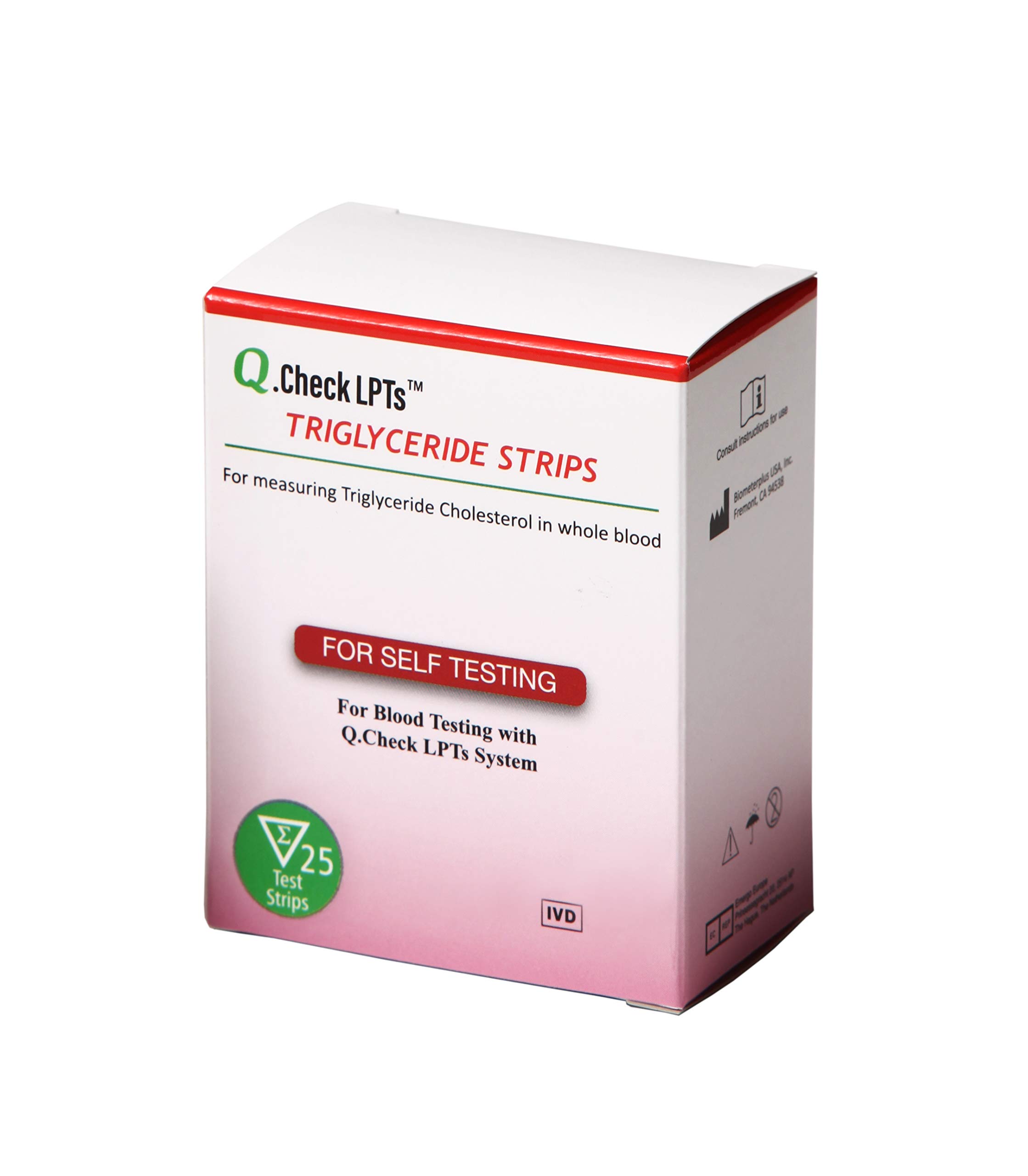 Bio Q.Check LPTs Triglyceride Strips, 25 Count, Used with Q.Check LPTs Meter ONLY (Sold Separately)