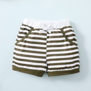 YOUNGER STAR Toddler Boy Summer Clothes Baby Boy Stripe Shorts Outfit 2Pcs Summer Casual Clothes (Green, 3-4T)