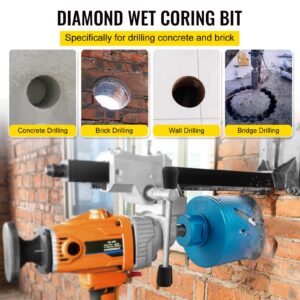 VEVOR Core Drill Bit, 2.5" / 63.5 mm Diameter 5/8"-11 Threaded, 9.5" / 241.3mm Depth Diamond Dry Coring Bore Tool with a Pilot Bit & 4.5" Blade, Masonry Hole Saw Bits for Hard Concrete Brick and Block