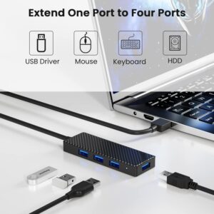 INVZI USB Hub 3.0 4-Port, Ultra Slim Data USB Splitter with 2ft Extended Cable Compatible for PC, MacBook, Mac Pro/Mini, iMac, Laptop, Surface Pro, PS4, XPS, Flash Drive, Xbox One, Mobile HDD