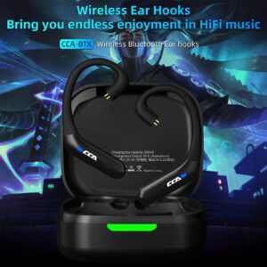 CCA BTX Bluetooth 5.2 Module IEM Bluetooth Adapter with Mic Waterproof Ear Hook Extra Long Battery Life Bluetooth Cable for ​KZ ZS10 PRO/ZSN Pro X/ZSN PRO/ZSN/AS16/ZAX/DQ6 CA16 /C12/CRA(C pin)