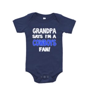 nanycrafts' grandpa says i'm a cowboys fan baby bodysuit 6 months navy