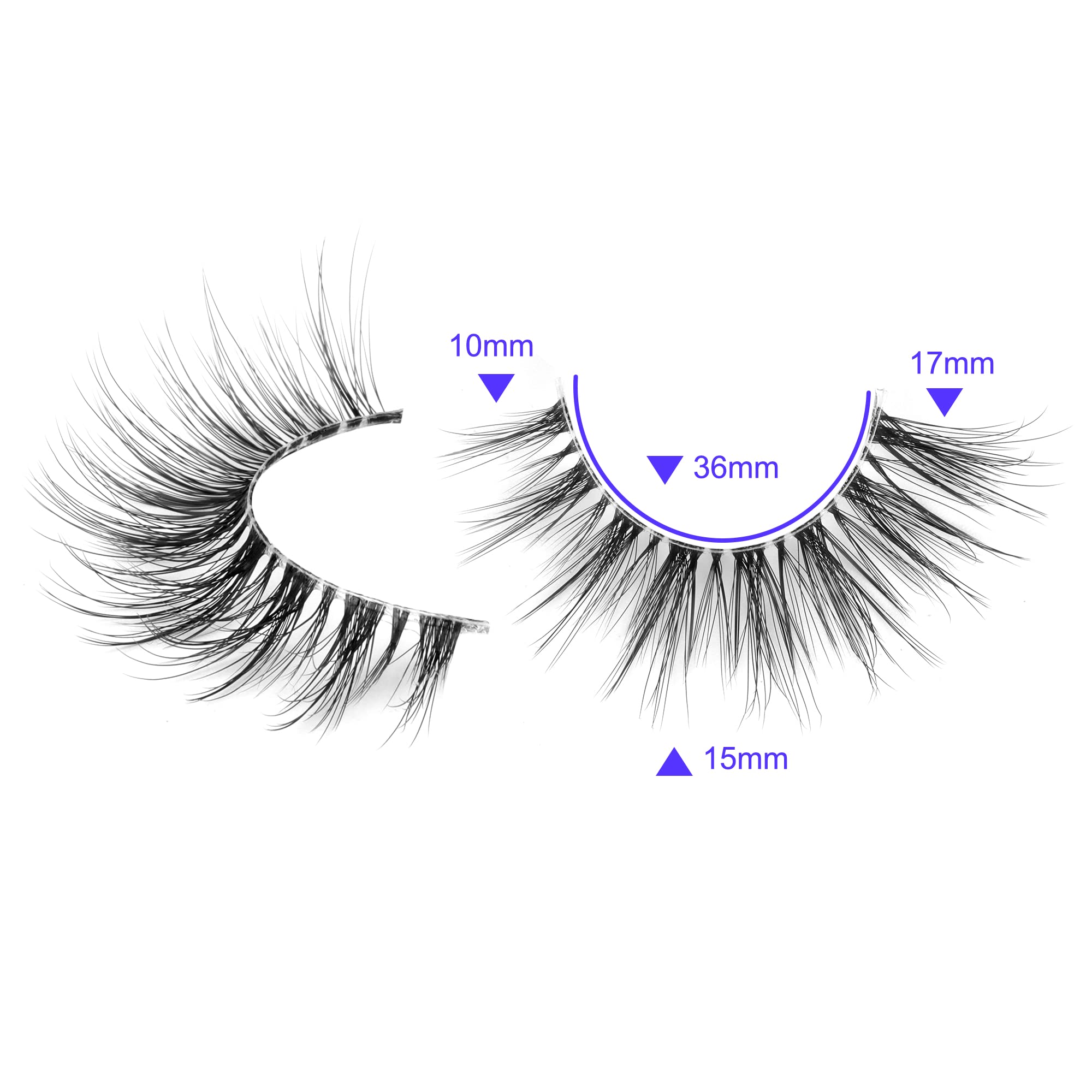 ALICROWN Wispy Eyelashes Natural Look Clear Lash Band Fake Eyelashes Fluffy Cat Eye Lashes Mink 10 Pairs Reusable Handmade Soft Eye Lashes Pack