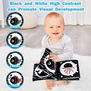 Baby Toys 0-6 Months - Montessori Sensory Toys for Babies 0 3-6 9 Months - 2 Packs Black and White High Contrast Soft Book for Early Learning - Tummy Time Infant Newborn Toys Boys Girls Baby Gifts