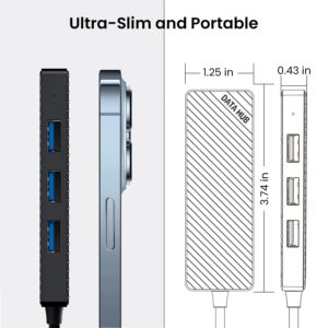 INVZI USB Hub 3.0 4-Port, Ultra Slim Data USB Splitter with 2ft Extended Cable Compatible for PC, MacBook, Mac Pro/Mini, iMac, Laptop, Surface Pro, PS4, XPS, Flash Drive, Xbox One, Mobile HDD