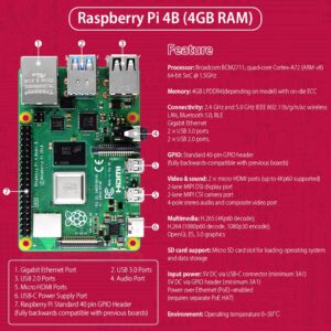 GeeekPi Raspberry Pi 4 4GB Kit - 64GB Edition, DeskPi Lite Raspberry Pi 4 Case with Power Button/Heatsink/PWM Fan, Raspberry Pi 4 Power Supply for Raspberry Pi 4B