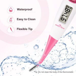 Easy@Home Basal Body Thermometer: BBT for Fertility Prediction with Memory Recall - Accurate Digital Basal Thermometer for Temperature Monitoring with Premom App - EBT-018 (Pink)