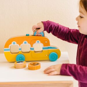 Melissa & Doug GO Tots Wooden Roll & Ride Bus with 3 Disks - FSC Certified