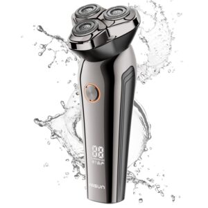 electric razor for men, yasun men's rotary shaver, wet/dry ipx7 waterproof electric shavers for men with pop-up beard trimmer, cordless rechargeable mens razor - ys3900 chrome