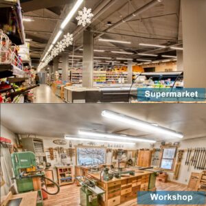 bulbeats 8FT LED Shop Lights, Suspend or Flush Mount 8' LED Shop Light Fixtures, 110W 14500LM[Eqv. to 440W HPS/WH] 5000K Commercial Shop Lights Fixtures for Workshop/Garage/Office/Warehouse