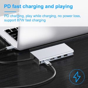 GIFZES USB Hub 3.0, USB C Adapter and 11-in-1 Docking Station, 11-in-1 USB C Hub Universal Type-C Adapter Dongle Mini Docking Station with 4 USB Ports SD/TF Card Reader VGA for MacBook Type-C Laptops