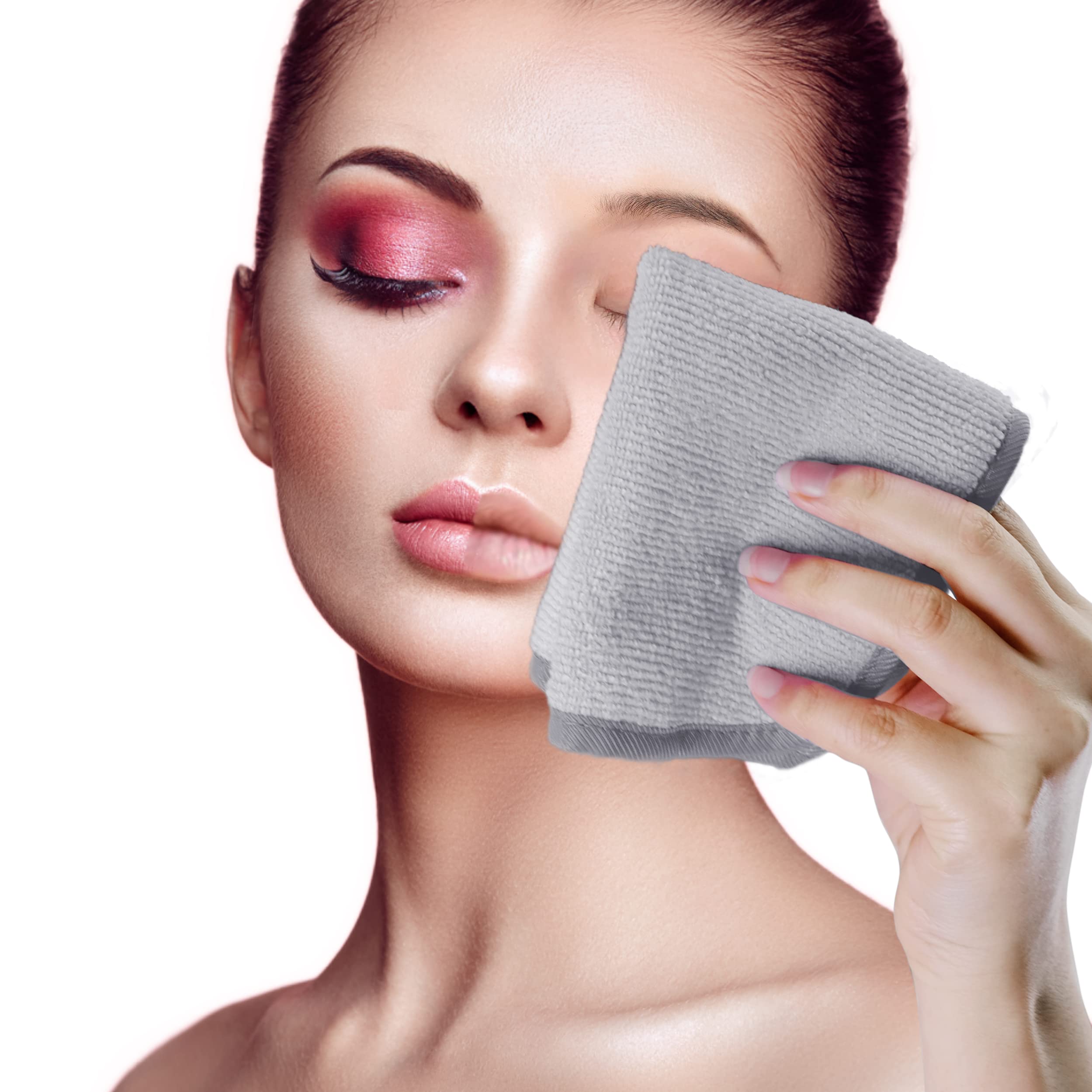 Polyte Premium Hypoallergenic Microfiber Makeup Remover and Facial Cleansing Cloth, 8 x 8 in, 12 Pack (Pink)