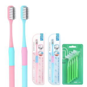 y-kelin u-shaped orthodontic toothbrush for braces, soft bristle brush(4pcs) with l interdental brush(10pcs), cepillo ortodoncia