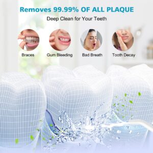 Water Flosser Cordless Teeth Cleaner, Professional Wate Flosser Oral Care for Braces Bridges Care IPX7 Waterproof Dental Flosser with 4 Interchangeable Jet Tips, Detachable Water Tank for Home Travel