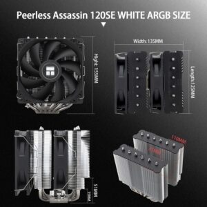 Thermalright Peerless Assassin 120 SE CPU Air Cooler, Dual Tower 6 Heat Pipe, Dual 120mm TL-C12C PWM CPU Fan, for AMD AM4/AM5/Intel LGA 1700/1150/1151/1200, AGHP Technology, Aluminium Heatsink Cover