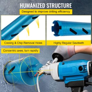 VEVOR Core Drill Bit, 2.5" / 63.5 mm Diameter 5/8"-11 Threaded, 9.5" / 241.3mm Depth Diamond Dry Coring Bore Tool with a Pilot Bit & 4.5" Blade, Masonry Hole Saw Bits for Hard Concrete Brick and Block