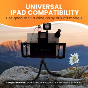 iOgrapher Adjustable Case with Handles - Video Production Solution for iPad 13, 12.9, and 11 Pro, air 4th, 5th gen, and Surface Pro - Professional Holder for Content Creation