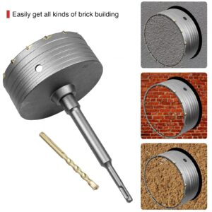 105mm SDS Plus Shank Concrete Hole Saw with 500mm Round Handle Connecting Rod Drill for Concrete Cement Stone Wall Masonry Foam Brick(4")