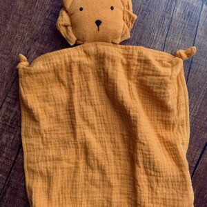 Calendula Gifts 100% Organic Cotton Muslin Animal Baby Blanket Lovey (Yellow Lion)