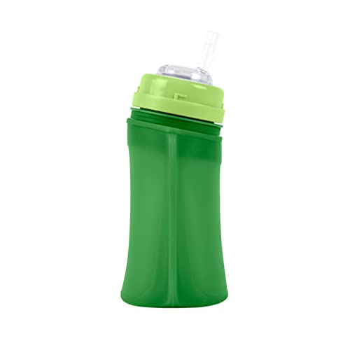 Green Sprouts Sprout Ware Sip & Straw Pocket made from Silicone and Plants (8 oz.), Non-toxic Silicone Plant-based Plastic Sip & Straw Pocket - Green