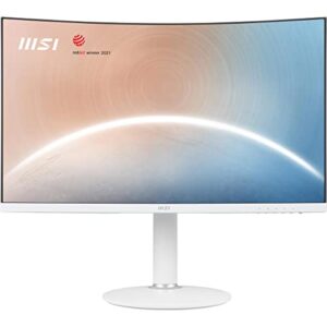 msi modern md271cpw, 27", 1920 x 1080 (fhd), curved va, 75hz, tuv certified eyesight protection, 4ms, hdmi, displayport, usb c, tilt, swivel, height adjustable, pivot