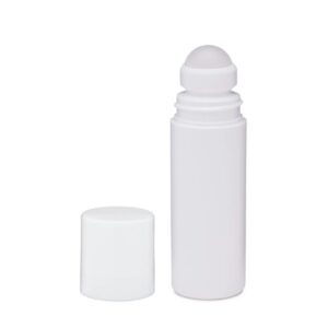 Natural Farms 6 Pack - 3 oz - White HDPE Plastic Roll On Bottle - Non Refillable - Includes: Bottle, Cap and Ball