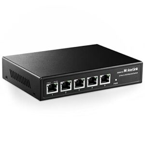 mokerlink 5 port 2.5g ethernet switch, 5 x 2.5gbase-t ports, compatible with 10/100/1000mbps, metal unmanaged fanless network switch