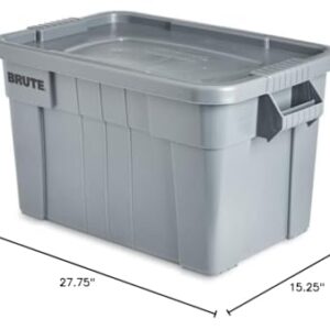 Rubbermaid Commercial Products Brute Tote Storage Container with Lids-Included, 20-Gallon, Gray, Rugged/Reusable Boxes for Moving/Storing in Garage/Basement/Attic/Jobsite/Truck/Camping, 2 Pack