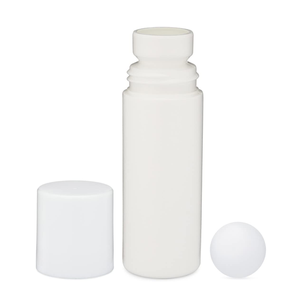 Natural Farms 6 Pack - 3 oz - White HDPE Plastic Roll On Bottle - Non Refillable - Includes: Bottle, Cap and Ball