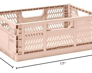 3 Sprouts Recycled Plastic Collapsible Crate - Stackable Folding Storage Crate for Organization for Adults & Kids - Foldable Plastic Crate - Large - Clay