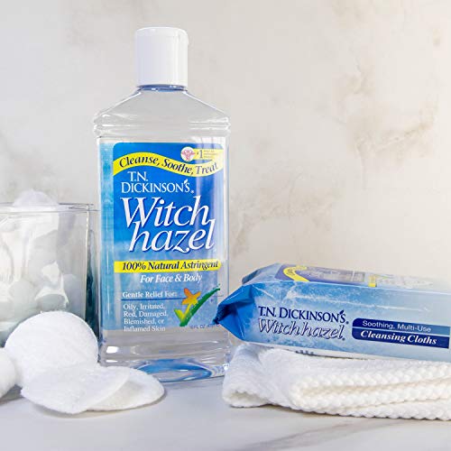 T.N. Dickinson's Witch Hazel Soothing MultiUse Cleansing Cloth, 4 Pack, 25 Cloths Per Pack,white